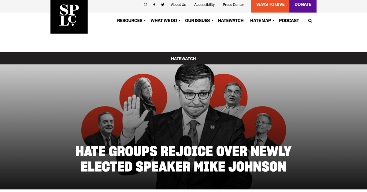 Hate Groups Rejoice Over Newly Elected Speaker Mike Johnson | Political ...